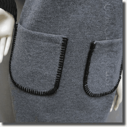 Funky Style Patched Pockets Frock Tunic Top Black Grey