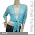 Gossamer Diaphanous Sheer Flowy Cardigan Shrug Top Aqua