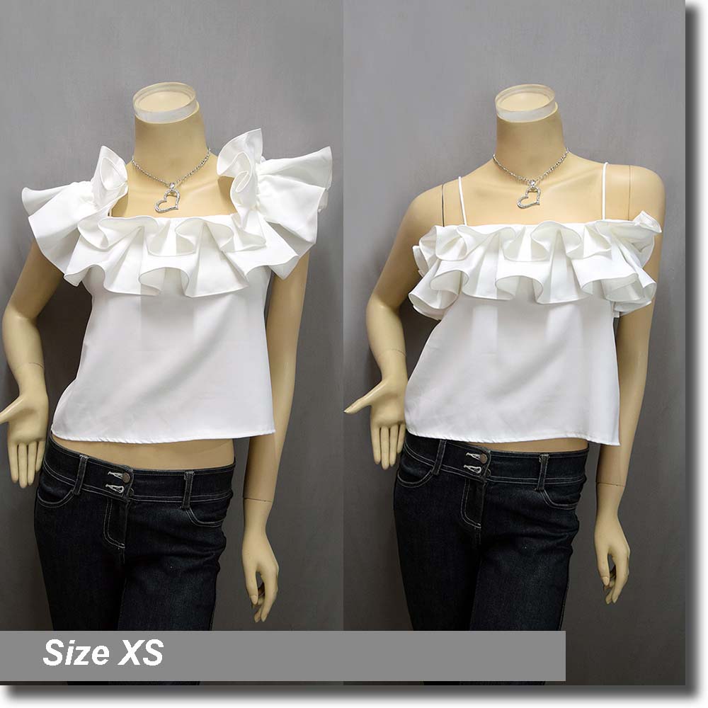 Hippie Two Way Off Shoulder Ruffle Boho Top Off White