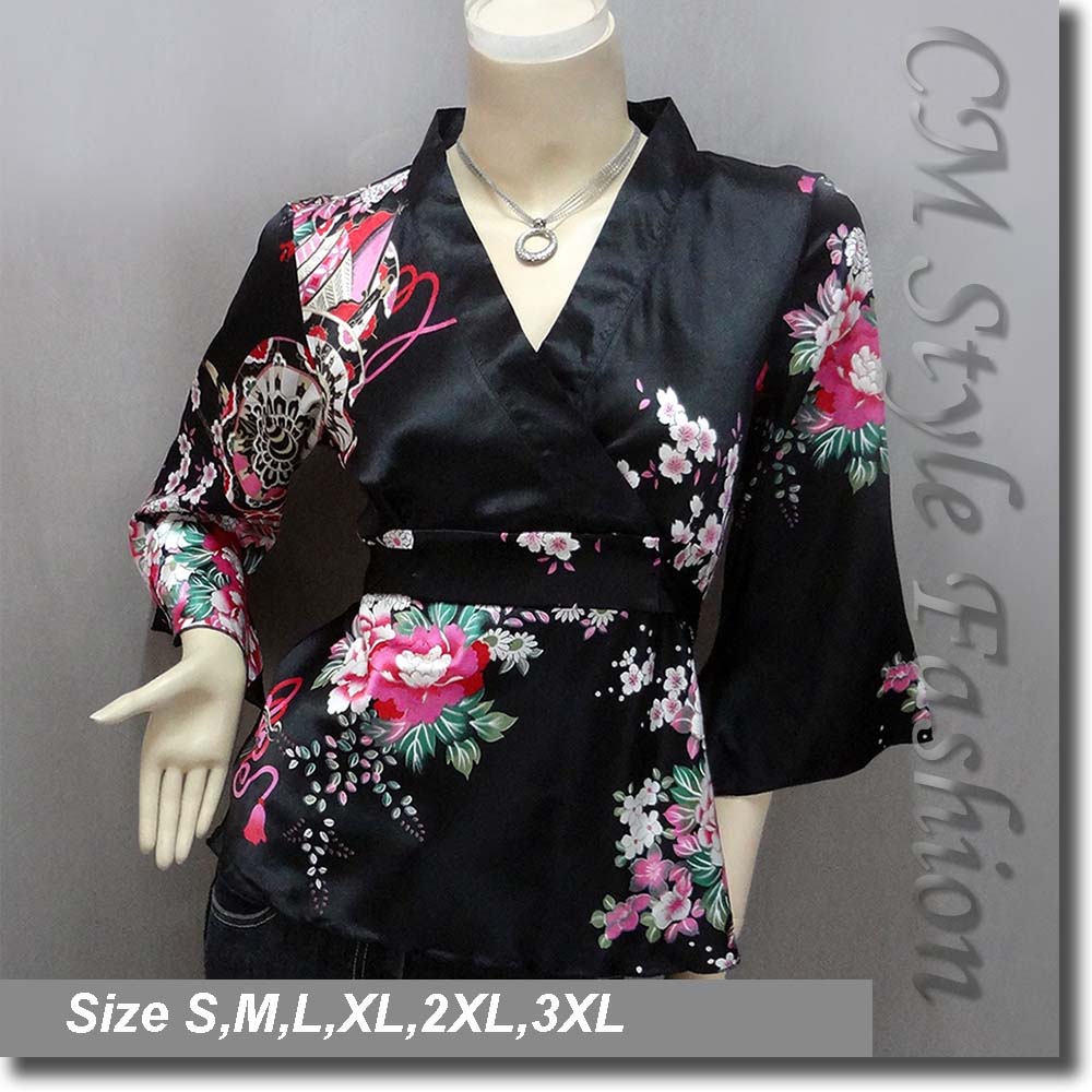 Japan Kimono Style Top Black