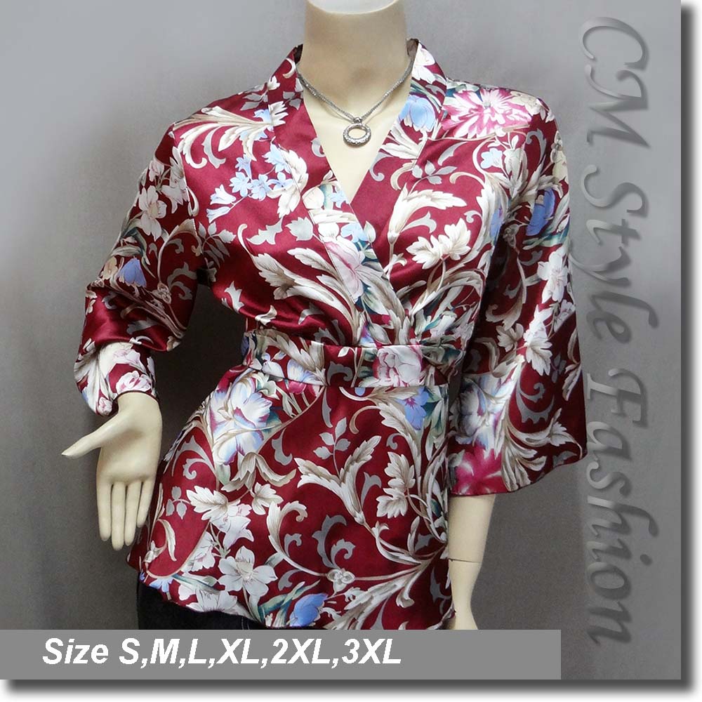 Japan Kimono Style Top Burgundy