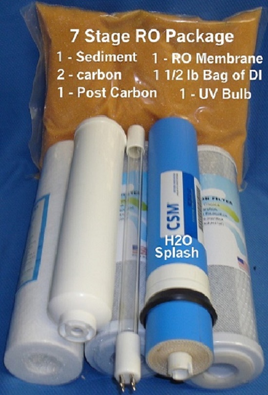 7 Stage Filter Replace-RO+DI Resin+UV Bulb (2pin2end 6 watt)