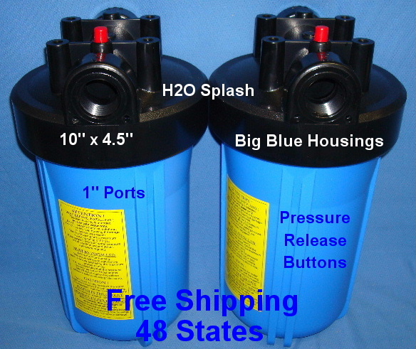 Big Blue 10" Water Filter - Dual 1" Ports - Carbon and Sediment - 8 GPM UV