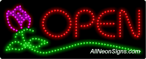 Open (rose) LED Sign