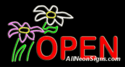Flowers Open Neon Sign