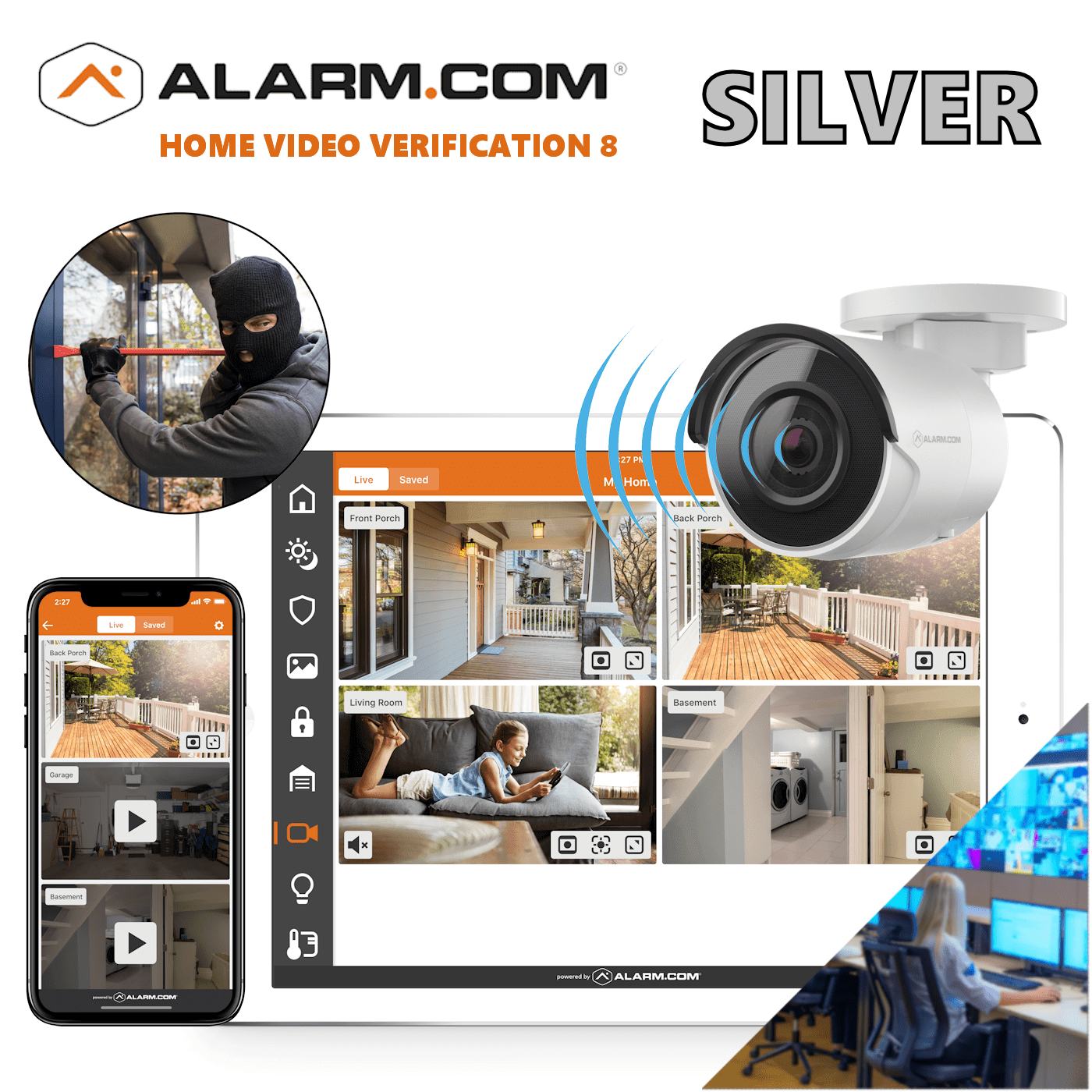 Alarm.com Silver Pro 8 Visual Video Verification Residential Home ...