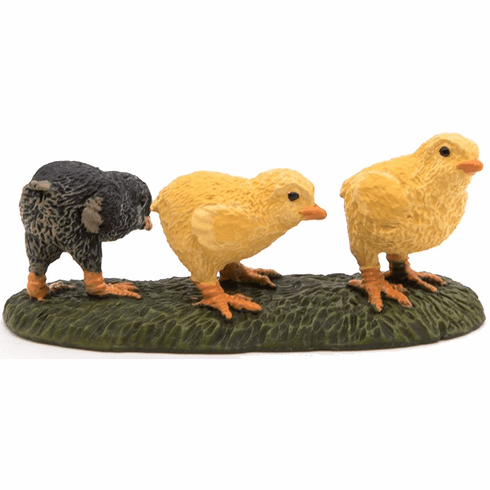 Papo Chicks #51163 - 3 Chicks - 2 Yellow, 1 Brown on Base