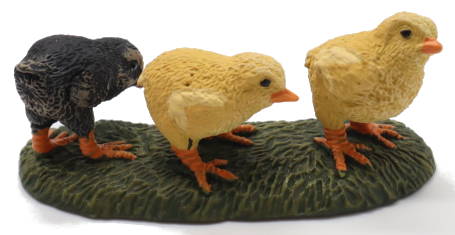 Papo Chicks #51163 - 3 Chicks - 2 Yellow, 1 Brown on Base