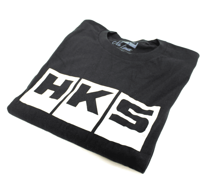 HKS Official T Shirt Black Block Logo Graphic JDM Apparel Clothing