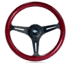 NRG 350mm Red Painted Wood / Black Spoke Steering Wheel ST-015BK-RD