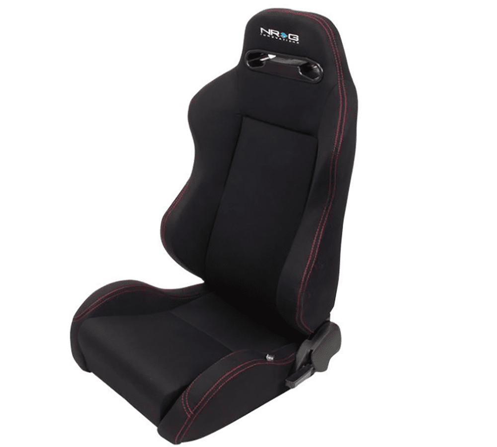 NRG Type R Reclining Seats Black Cloth RSC-200 Red Stitch Racing