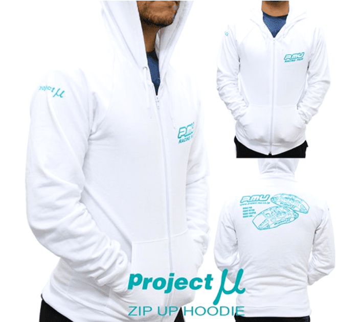 Project Mu Racing Brakes Zip-Up Hoodie White JDM Real