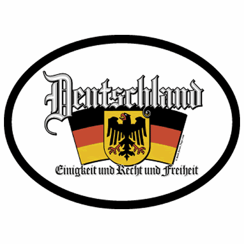 Germany Flag Oval Decal with Motto 3.5″ x 4.75″