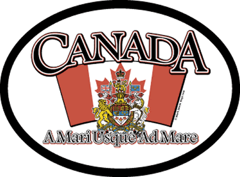 Canada Flag Oval Decal with Motto 3.5″ x 4.75″