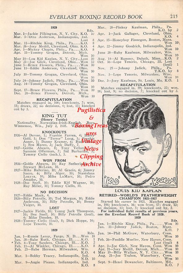 Boxing News Clipping #10 - Bruce Flowers, Louis Kid Kaplan