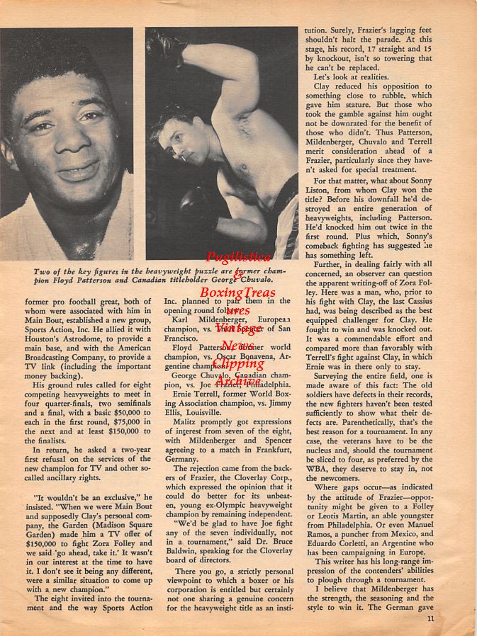 Boxing News Clipping #1062 - Floyd Patterson, George Chuvalo, Karl ...