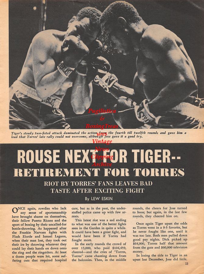 Boxing News Clipping #1063 - Dick Tiger vs. Jose Torres, Roger Rouse