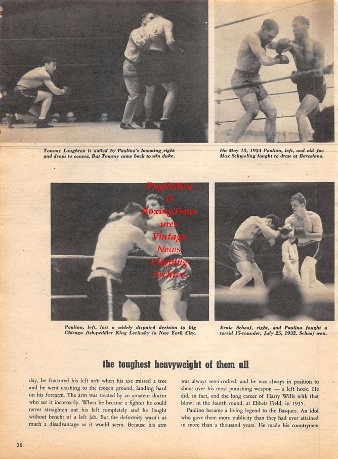 Boxing News Clipping #1127 - Paulino Uzcudun, Max Baer, Tommy Loughran ...