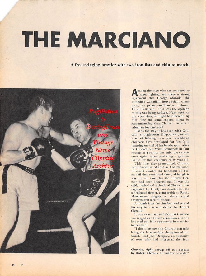 Boxing News Clipping #1153 - George Chuvalo vs. Robert Cleroux, Jake ...