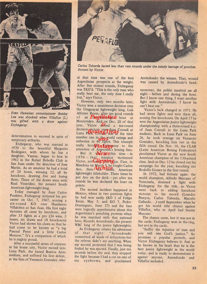 Boxing News Clipping #119 - Victor Etchegaray, Leo Houck, Georgie Pace ...