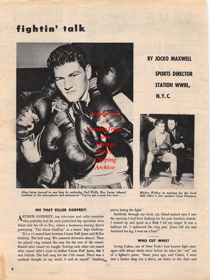 Boxing News Clipping #1254 - Rex Layne, Mickey Walker and Jack Dempsey