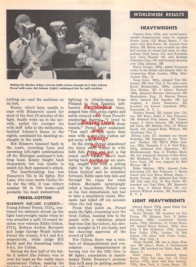 Boxing News Clipping #1283 - Eddie Cotton vs. Johnny Persol, Emile ...