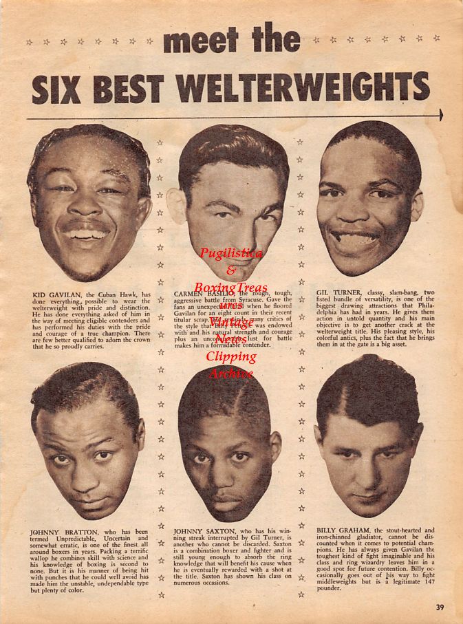 Boxing News Clipping #1314 - Kid Gavilan, Carmen Basilio, Gil Turner ...