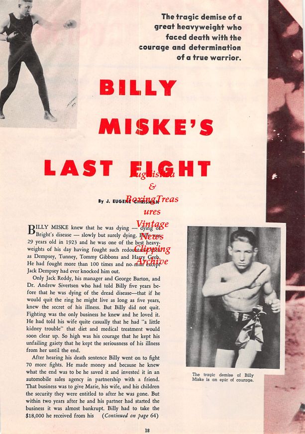 Boxing News Clipping #1398 - Homer Amundsen, Mike McMurtry, Billy Miske