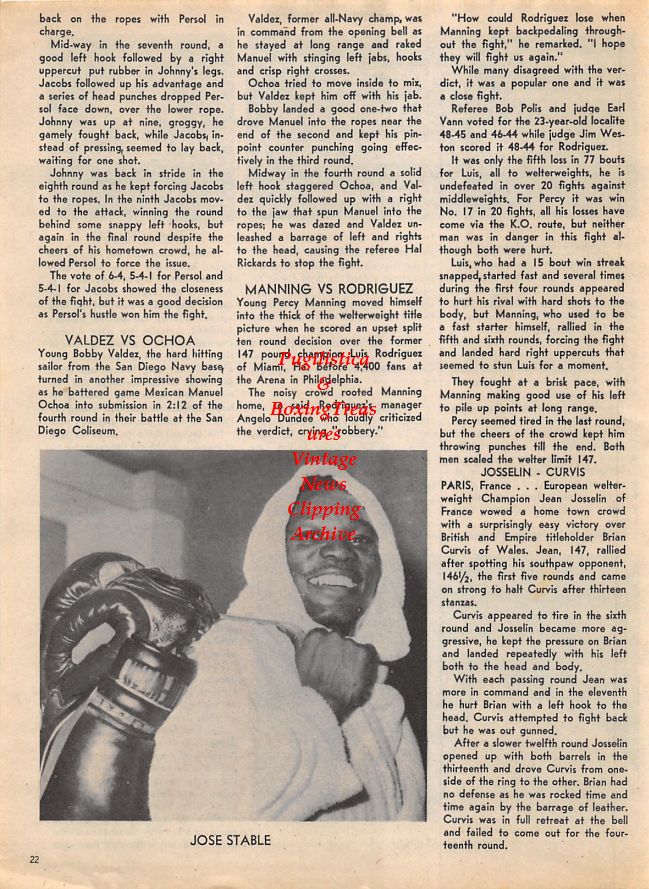 Boxing News Clipping #1419 - Charley Shipes, Thad Spencer, Jose Stable