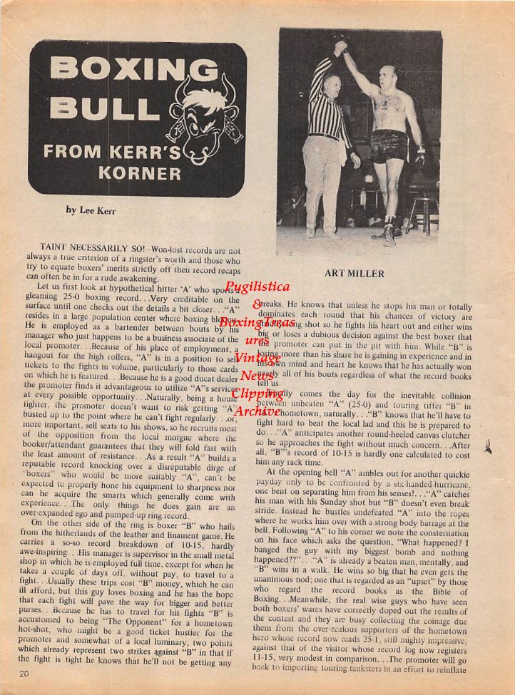 Boxing News Clipping #144 - Bennie Briscoe, Art "Curly" Miller