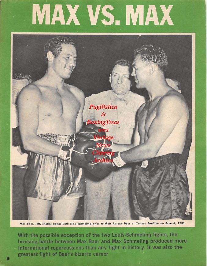 Boxing News Clipping #1498 - Max Baer vs. Max Schmeling, Barney Ross vs ...