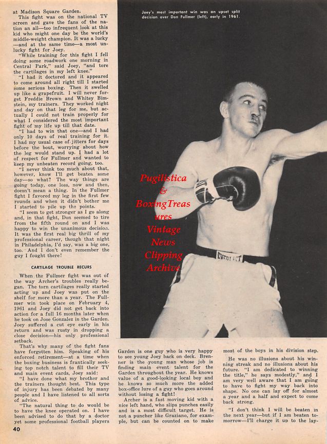 Boxing News Clipping #1515 - Joey Archer vs. Jose Gonzalez, Don Fullmer
