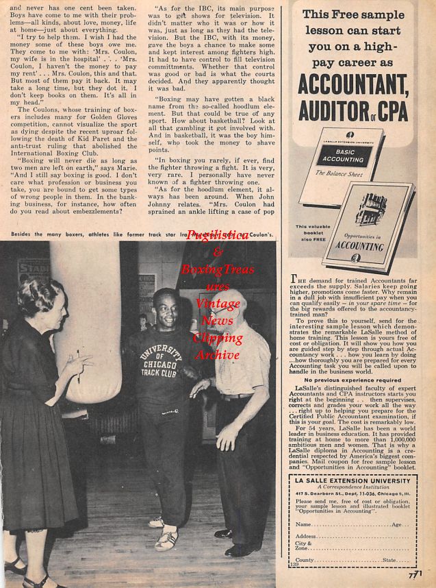 Boxing News Clipping #1520 - Marie and Johnny Coulon, Ira Murchison