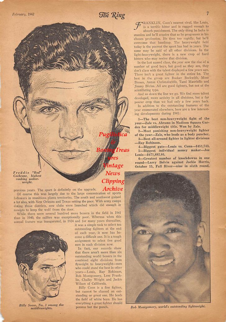 Boxing News Clipping #177 - Freddie "Red" Cochrane, Billy Soose, Bob ...