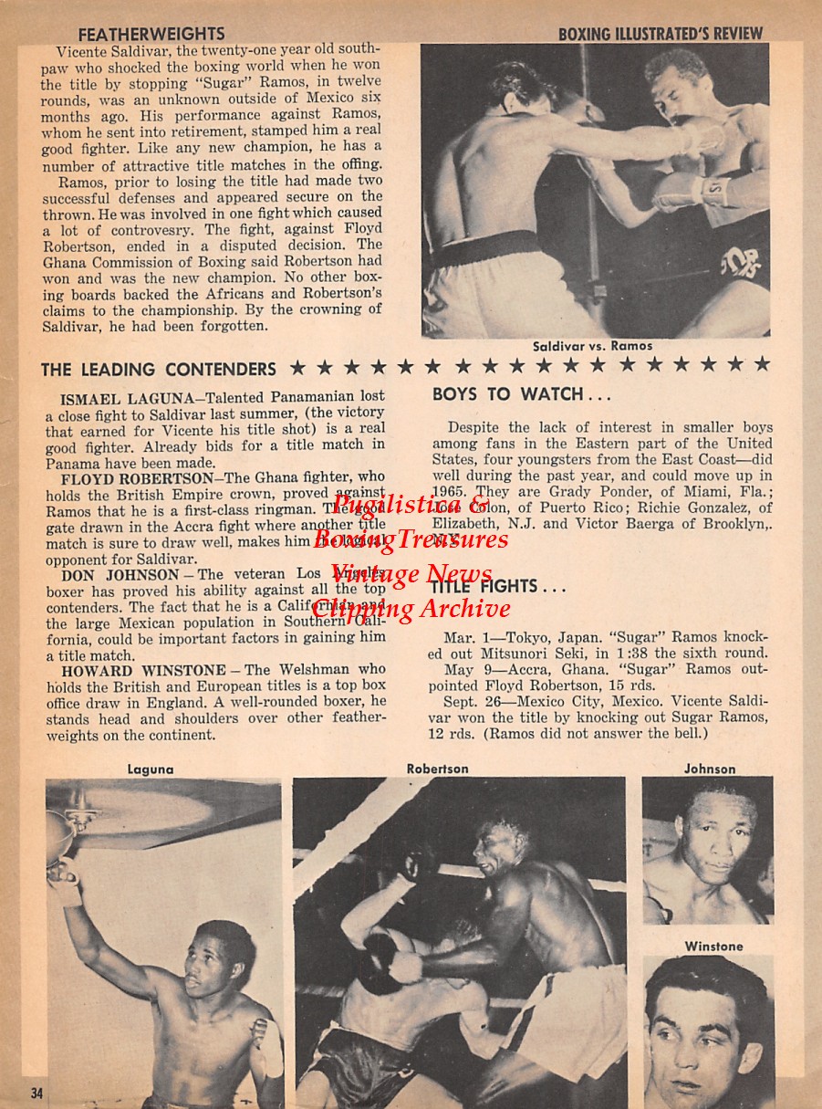Boxing News Clipping #1830 - Vicente Saldivar vs. Sugar Ramos, Ismael ...