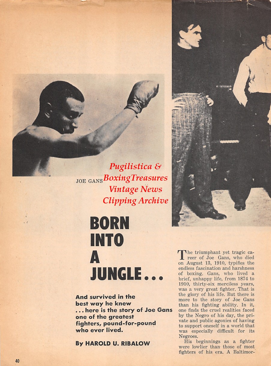 Boxing News Clipping #1833 - Joe Gans, Billy Walker vs. Joe Erskine ...