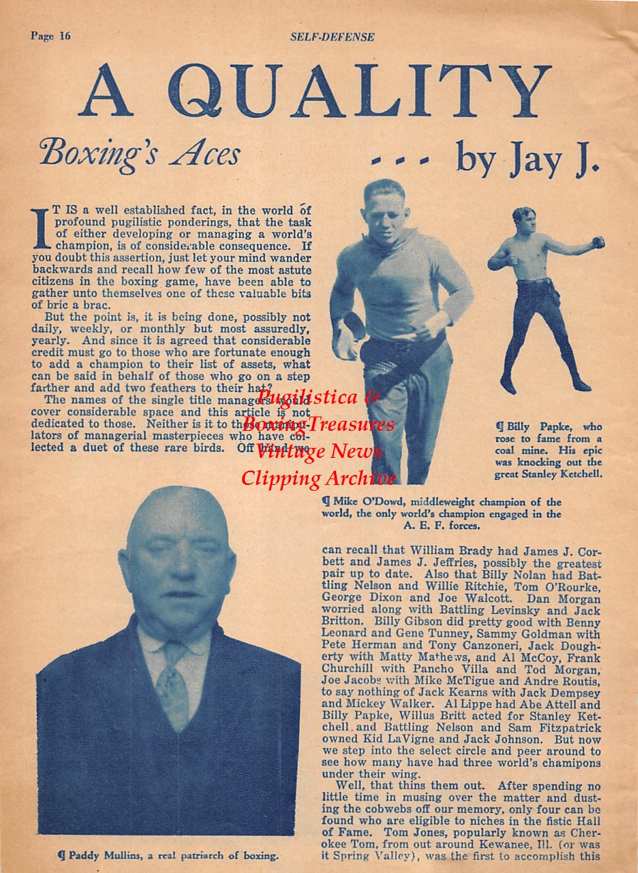 Boxing News Clipping #2094 - Paddy Mullins, Mike O'Dowd, Billy Papke ...