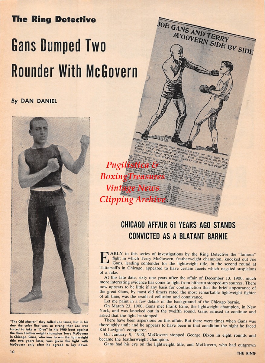 Boxing News Clipping #2211 - Joe Gans vs. Terry McGovern, Sugar Ray ...