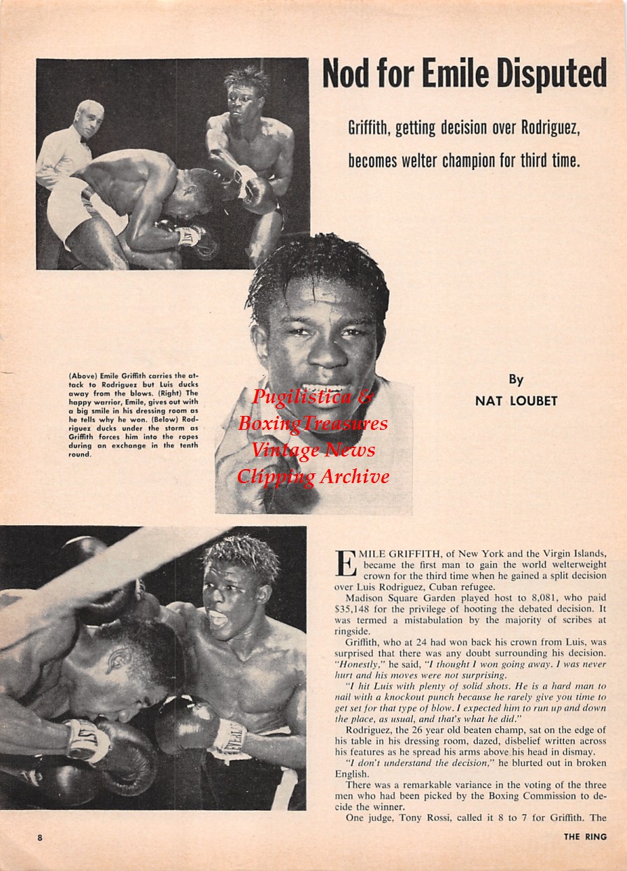 Boxing News Clipping #2267 - Emile Griffith vs. Luis Manuel Rodriguez ...