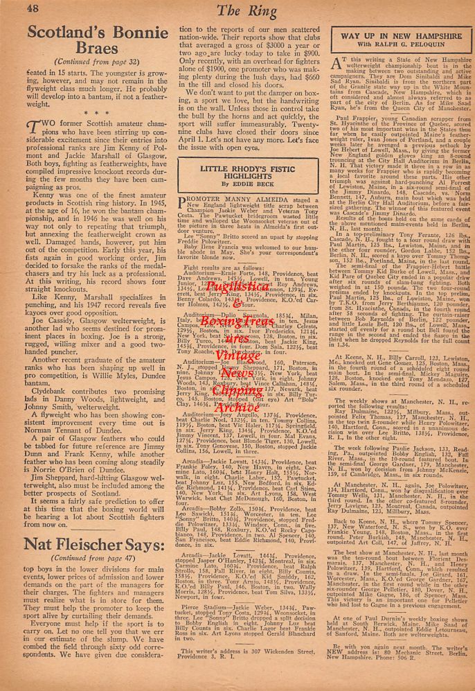 Boxing News Clipping #452 - Tony Janiro vs. Jake LaMotta