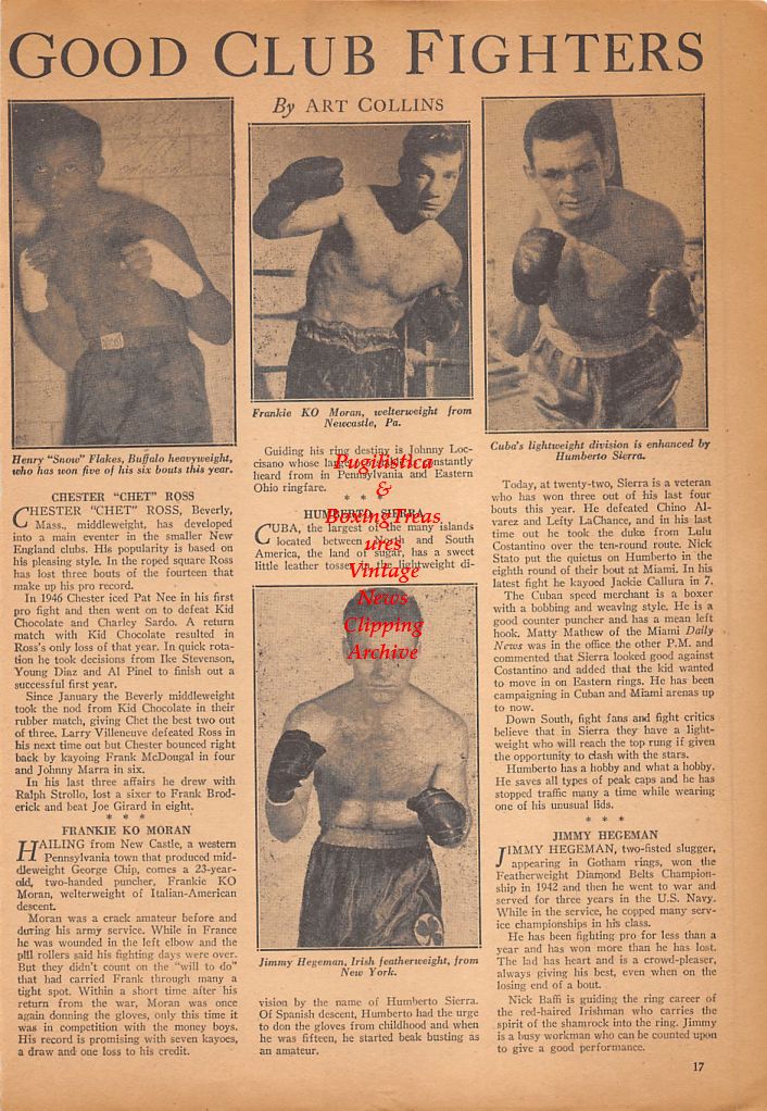 Boxing News Clipping #460 - Henry Flakes, Frankie Moran, Humberto Serra ...