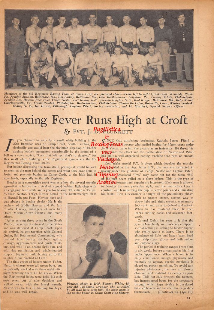 Boxing News Clipping #623 - Military Boxing, Ontario Canada, Camp Croft ...