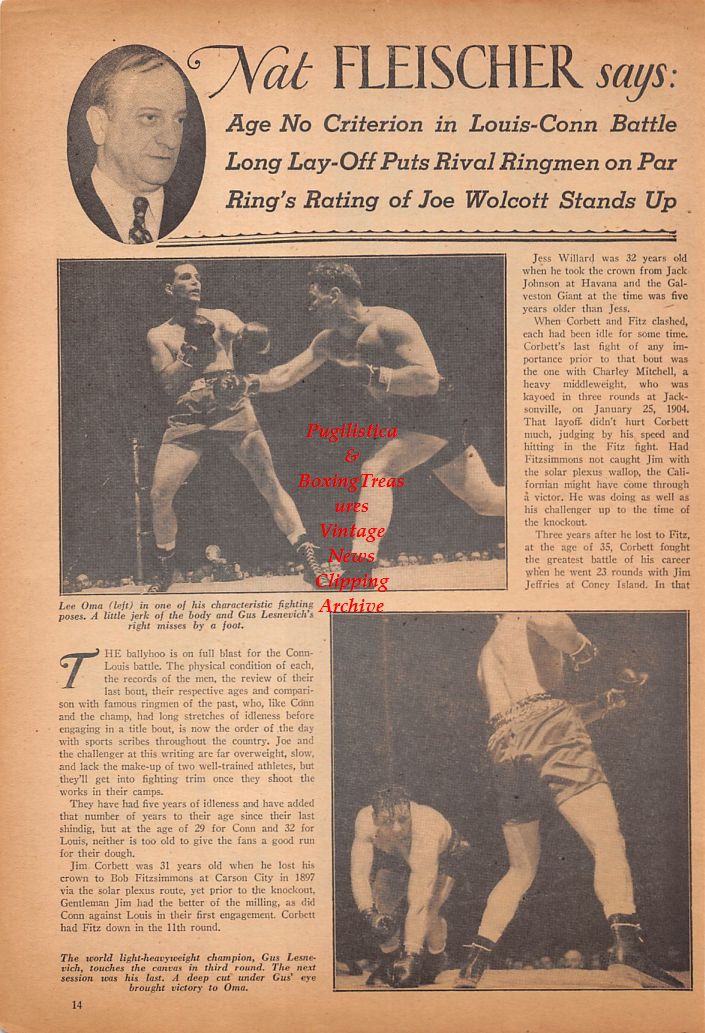 Boxing News Clipping #667 - Lee Oma vs. Gus Lesnevich, Frank Fullam, Billy Cavanagh and others