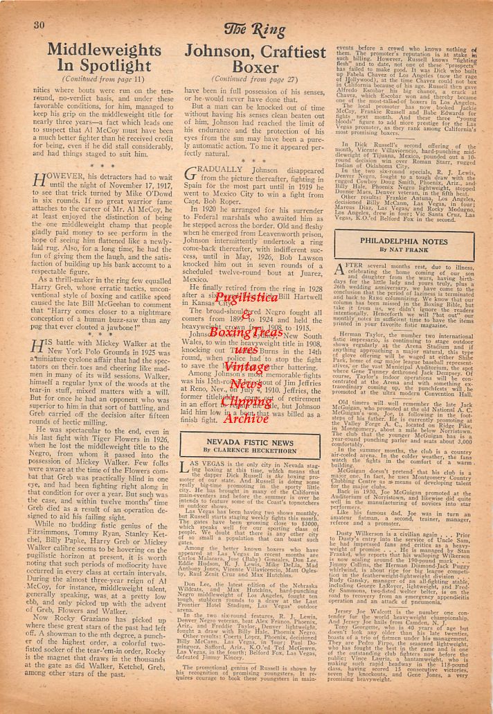 Boxing News Clipping #712 - Tippy Larkin, Georgie Abrams