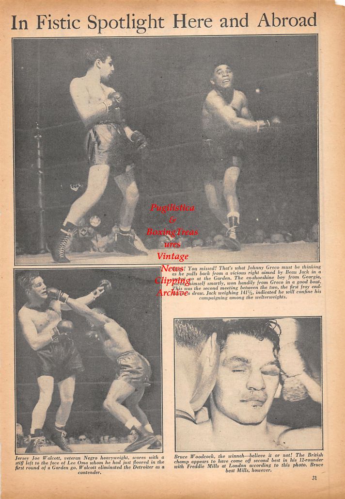 Boxing News Clipping #713 - Beau Jack vs. Johnny Greco, Jersey Joe ...