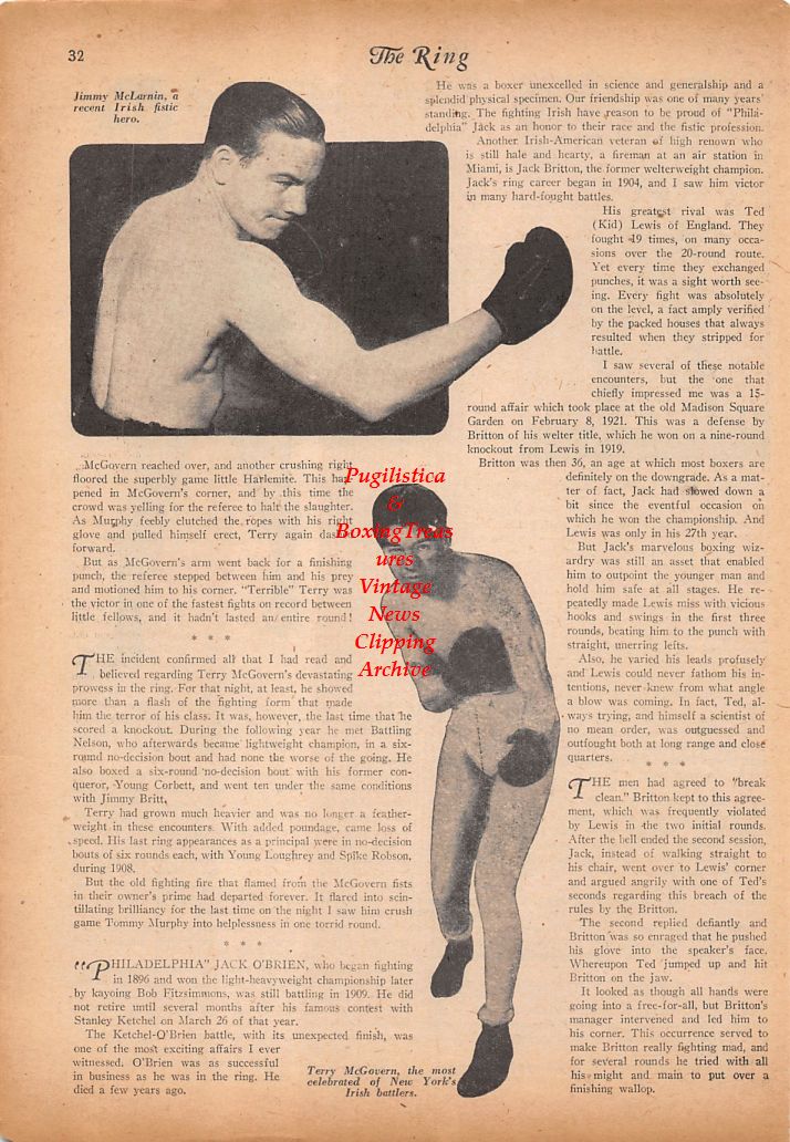 Boxing News Clipping #716 - Jimmy McLarnin, Terry McGovern, Jack ...