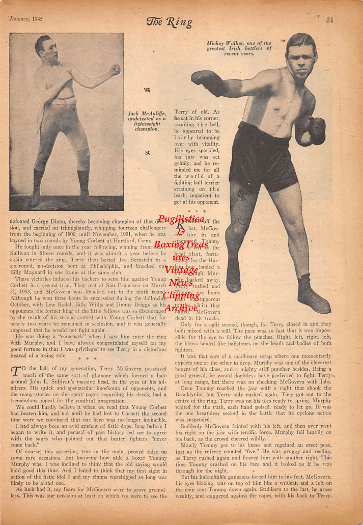 Boxing News Clipping #716 - Jimmy McLarnin, Terry McGovern, Jack ...