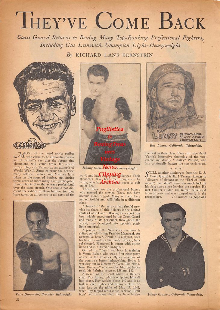 Boxing News Clipping #850 - Gus Lesnevich, Johnny Colan, Ray Lunny ...