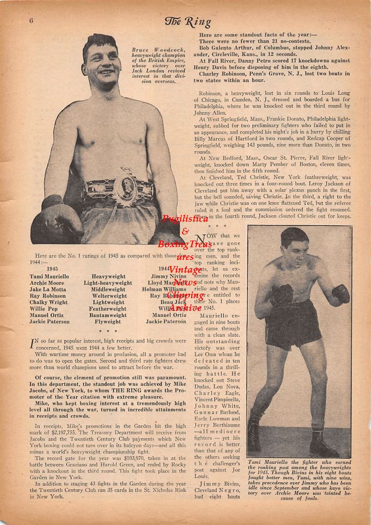 Boxing News Clipping #883 - Sugar Ray Robinson, Rocky Graziano, Bruce ...