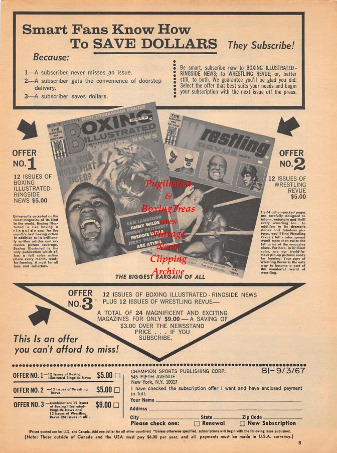 Boxing News Clipping #945 - Mando Ramos, Sixto Escobar, Carlos Ortiz vs ...